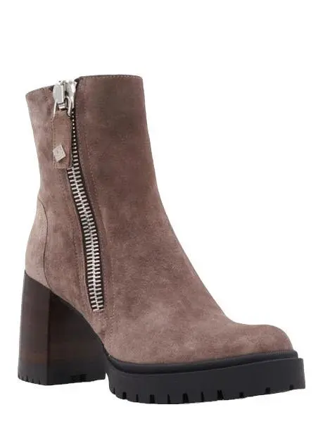 Aquatalia Emma Weatherproof Leather Platform Bootie - Taupe Suede