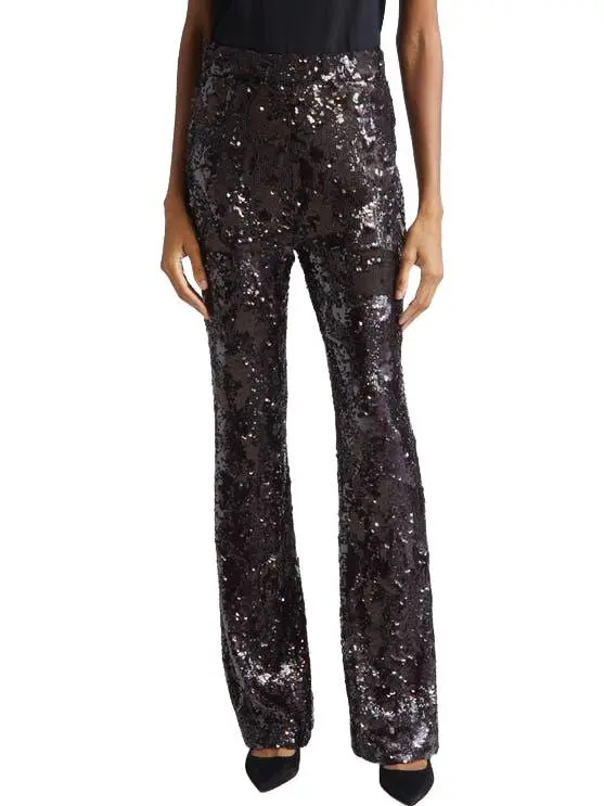 Veronica Beard Collier Sequin Flare Leg Pants - Dark Currant