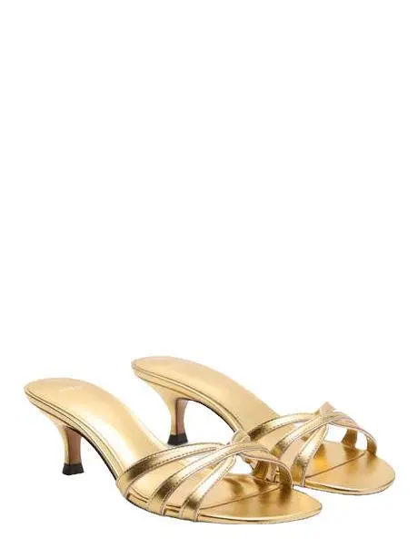 Mango Strappy Kitten Heel Sandal - Gold