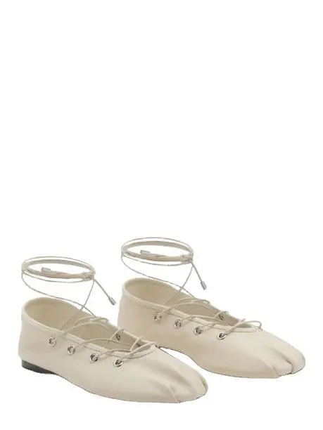 Mango Ankle Wrap Ballet Flats - White