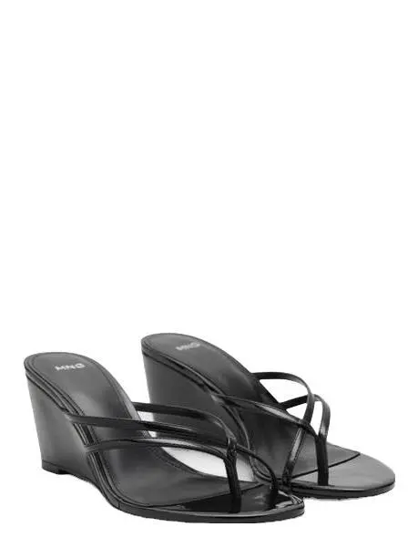 Mango Wedge Slide Sandal - Black