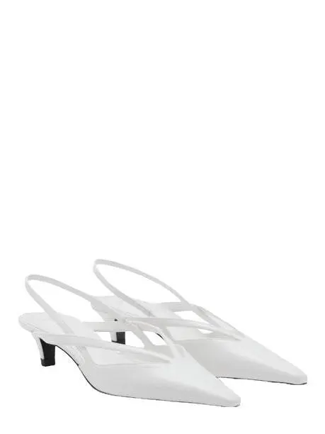 Mango Slingback Kitten Heel Pumps - White