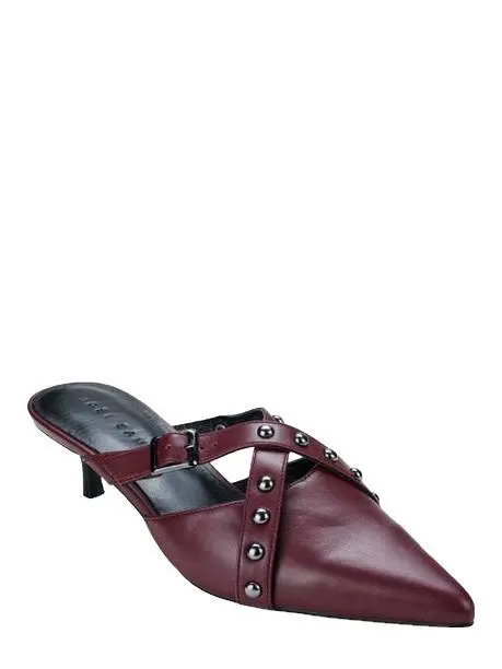 Yosi Samra Alexis Pointed Toe Kitten Heel Mule - Burgundy