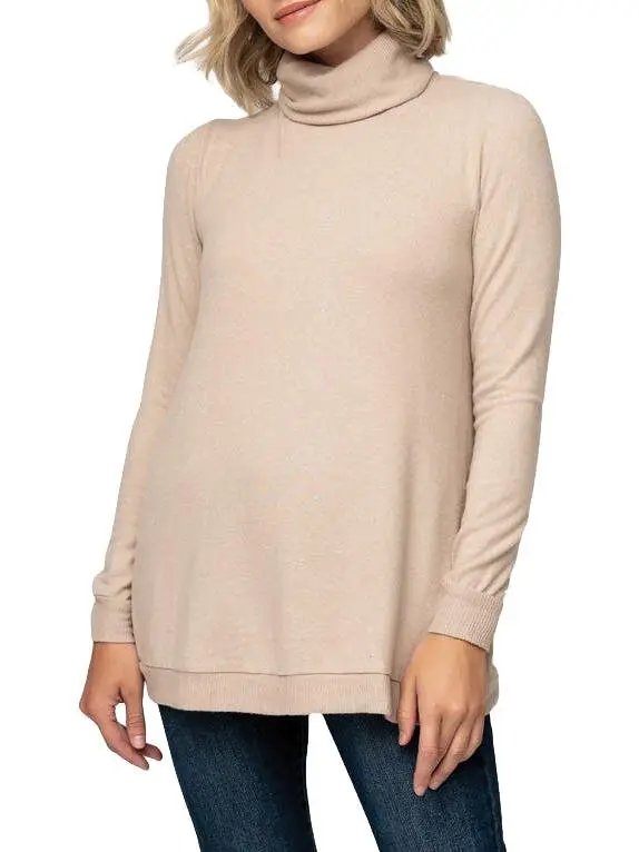 GIBSONLOOK Crossover Back Tunic Sweater - Toasted Almond