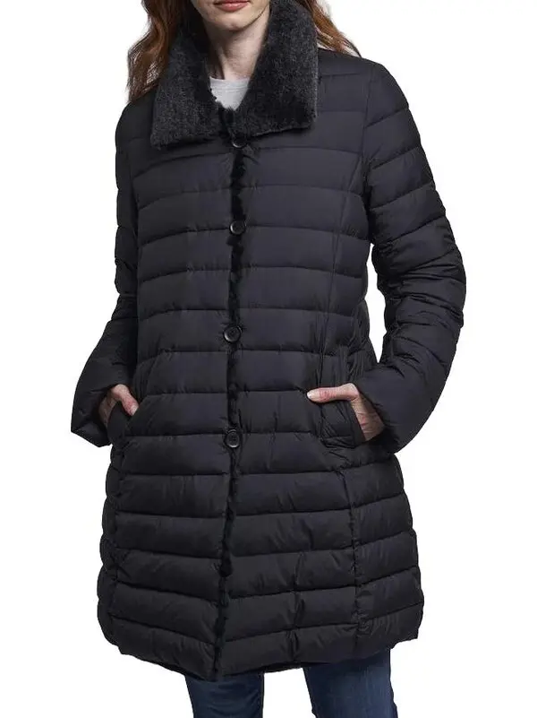 BLUE DUCK Down And Shearling Reversible Coat - Black