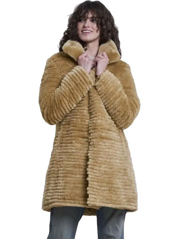 BLUE DUCK Down And Shearling Reversible Coat - Camel