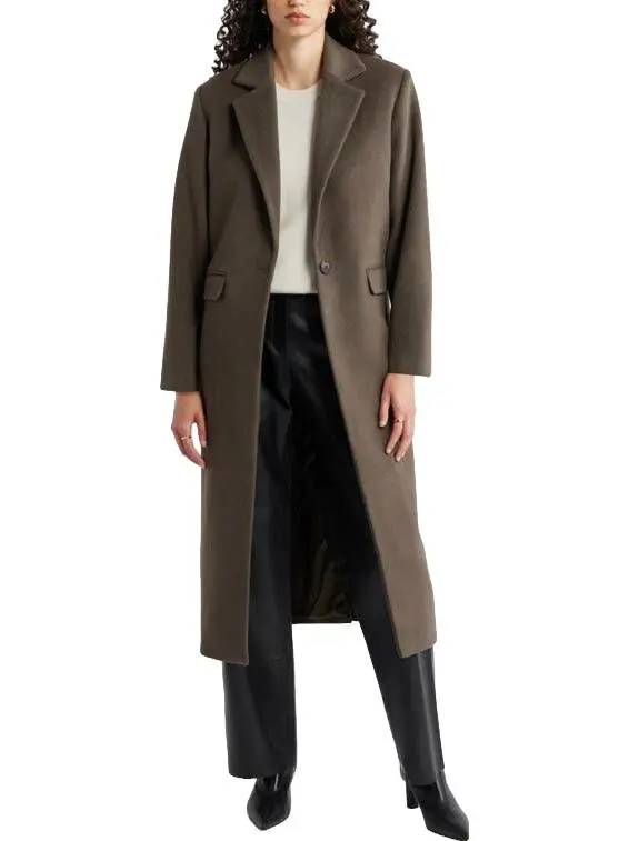 Nordstrom Wool Blend Longline Coat - Olive Sarma