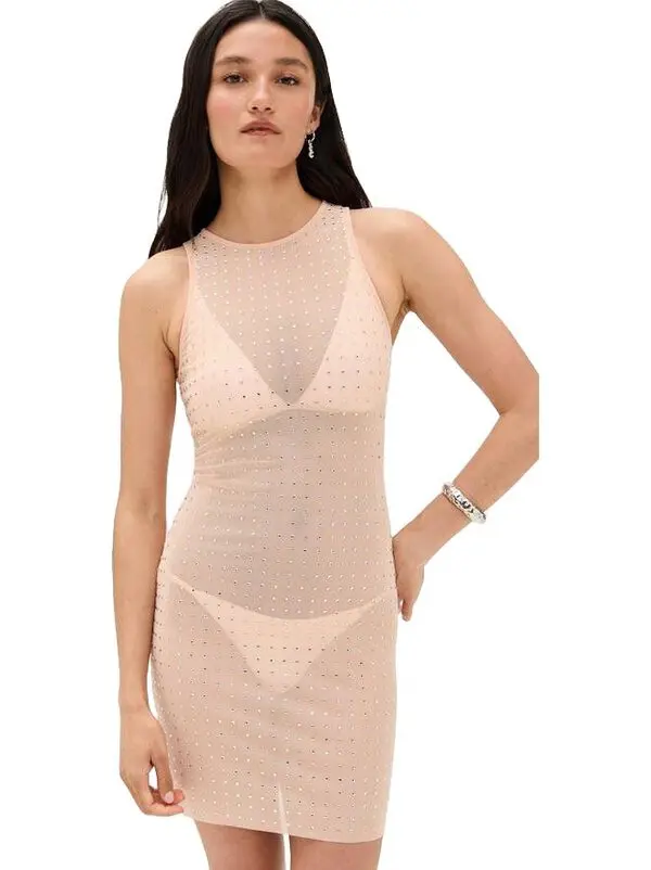DUR DOUX Crystal Mini Dress - Peach