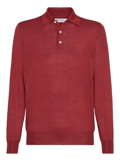 Brunello Cucinelli Lightweight Knit Polo - Purple-red