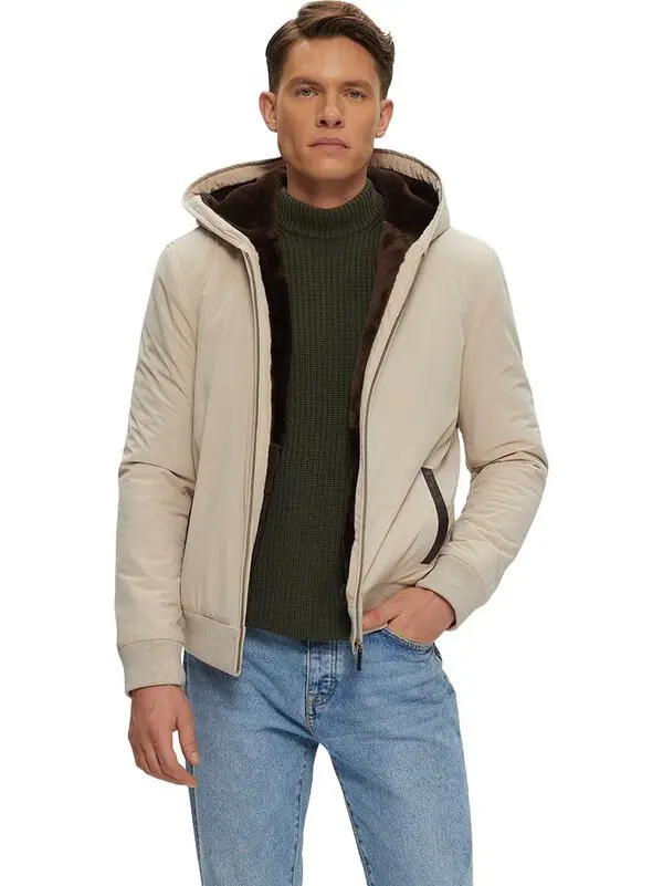 Gorski Shearling Lined Bomber Jacket - Beige/brown