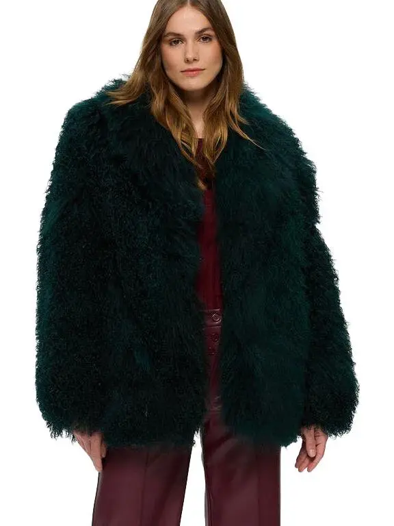 Gorski Genuine Shearling Short Jacket - Forest Green