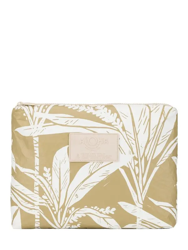 ALOHA COLLECTION Mid Ti Leaf Zip Pouch - Latte
