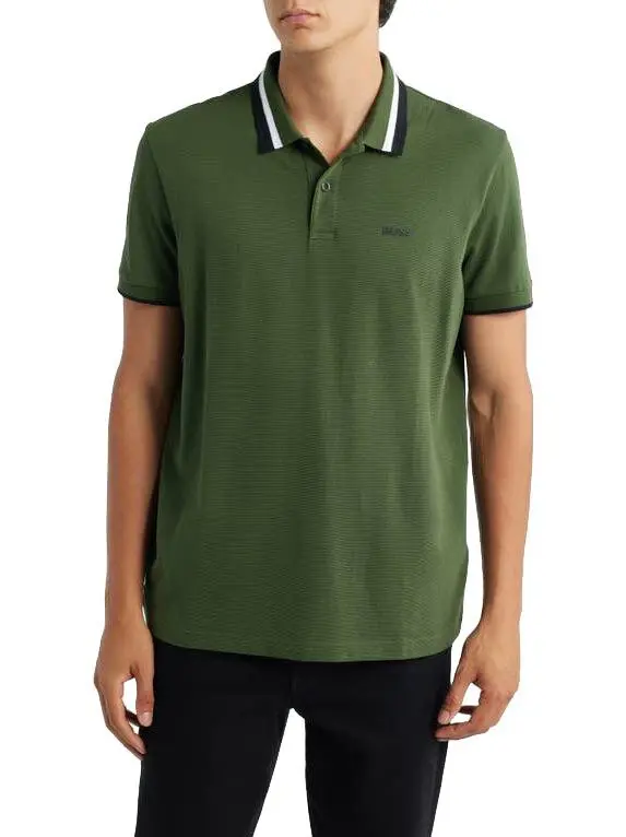 BOSS Paddy Tipped Cotton Polo - Open Green