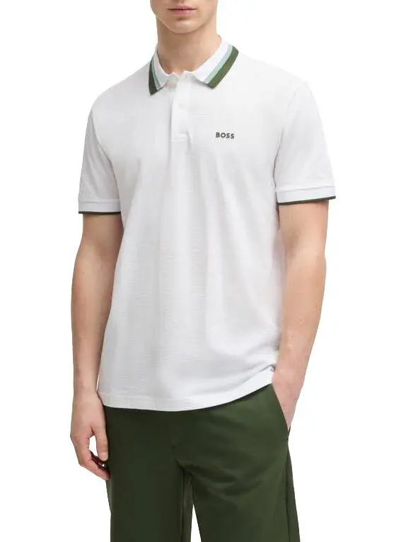 BOSS Paddy Tipped Cotton Polo - White