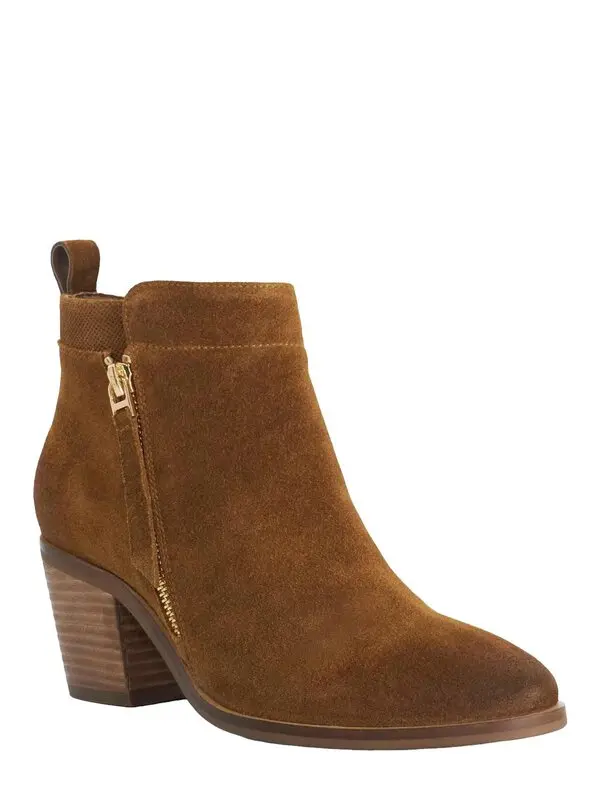 Dune London Paicing Leather Block Heel Bootie - Tan