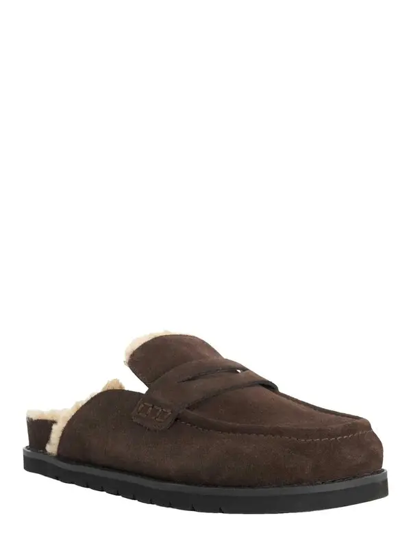 Dune London Goldy Faux Shearling Mule - Brown