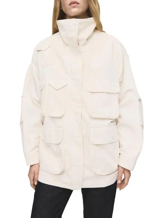 Mango Ramona Denim Coat - Off White