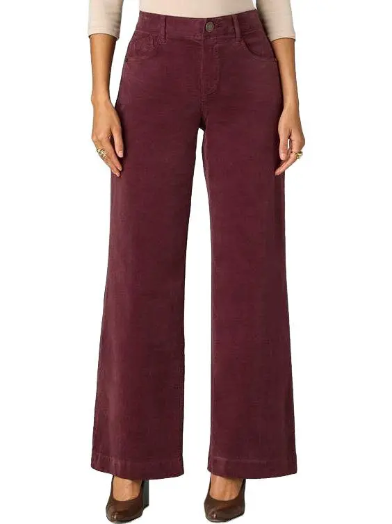 Wit & Wisdom High Waist Wide Leg Corduroy Pants - Fig Jam