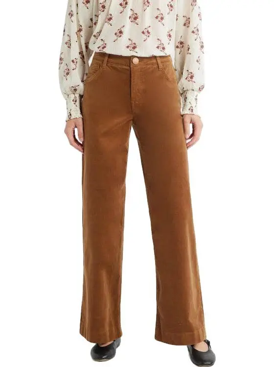 Wit & Wisdom High Waist Wide Leg Corduroy Pants - Roasted Pecan