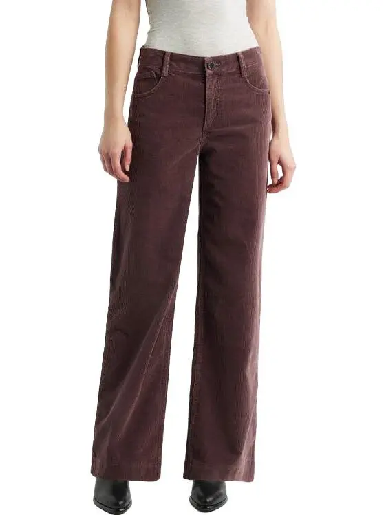 Wit & Wisdom High Waist Wide Leg Corduroy Pants - Washed Oxblood