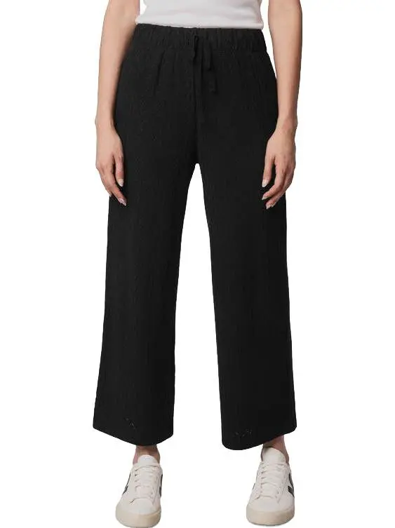 Splendid Pointelle Cropped Wide-leg Pants - Black