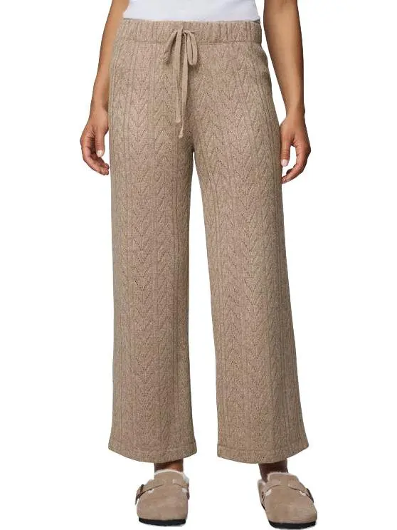 Splendid Pointelle Cropped Wide-leg Pants - Light Cedar Beige Heather