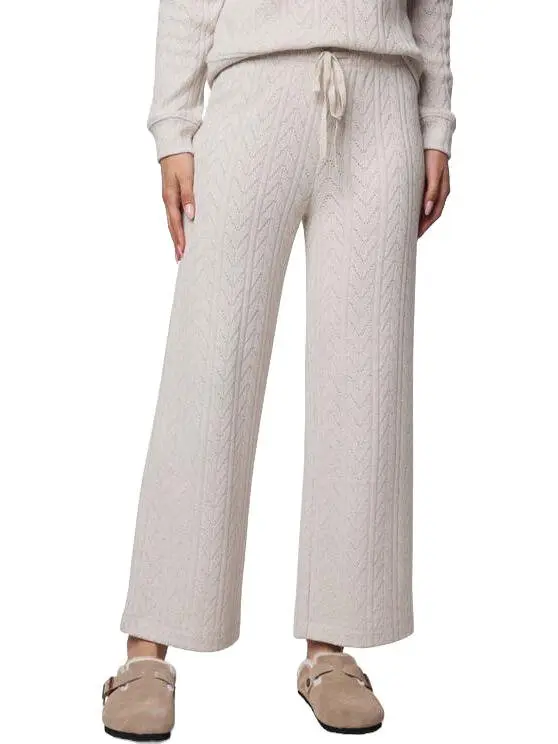 Splendid Pointelle Cropped Wide-leg Pants - Pale Oak Ivory Heather