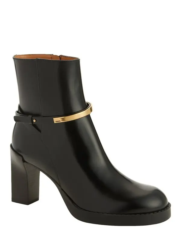 TOD'S Bar Block Heel Ankle Boots - Nero