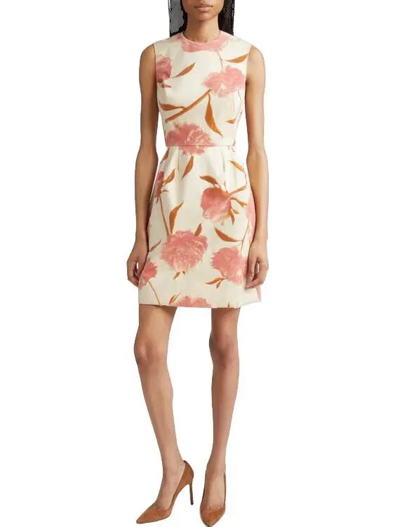Lela Rose Floral Print Sleeveless Sheath Dress - Pink Multi