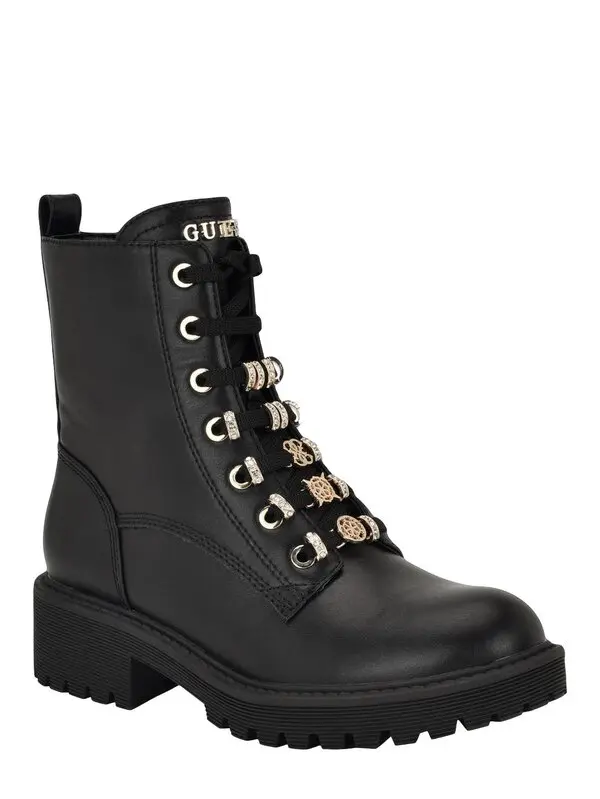 Guess Lug Sole Lace-up Boots - Black