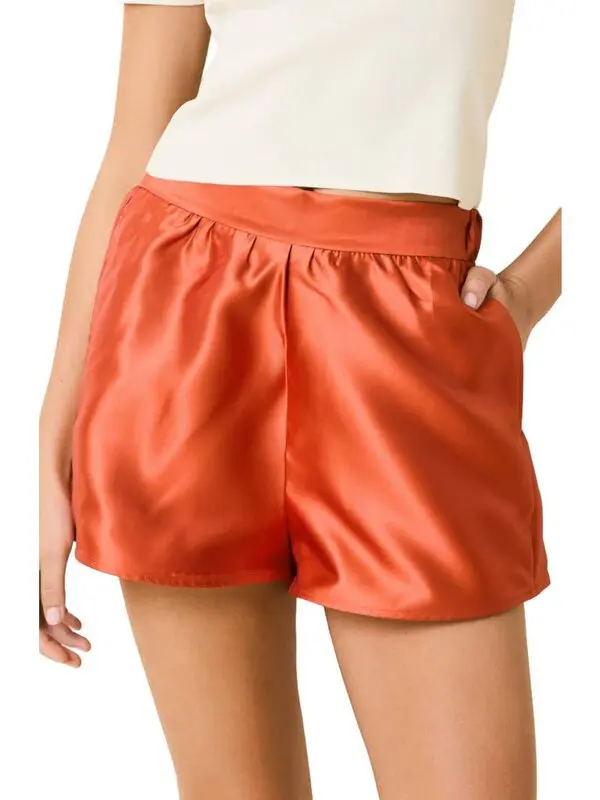 Solid & Striped The Emery Satin Shorts - Rust