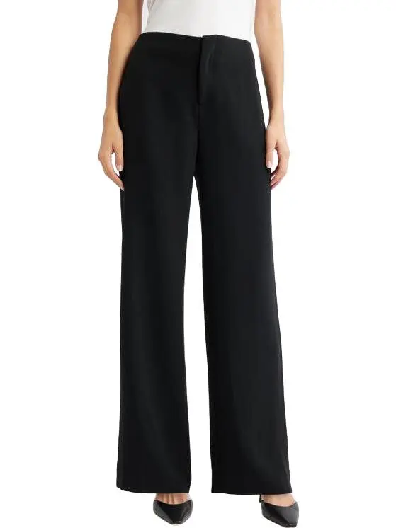 REFORMATION Vida High Waist Wide Leg Crepe Pants - Black
