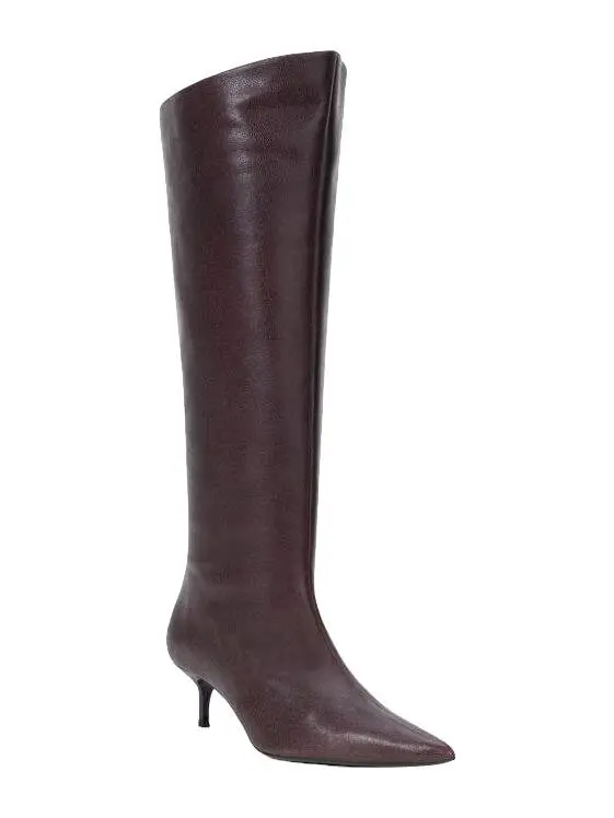 Staud Sebastian Pointed Toe Kitten Heel Knee-high Boot - Syrah