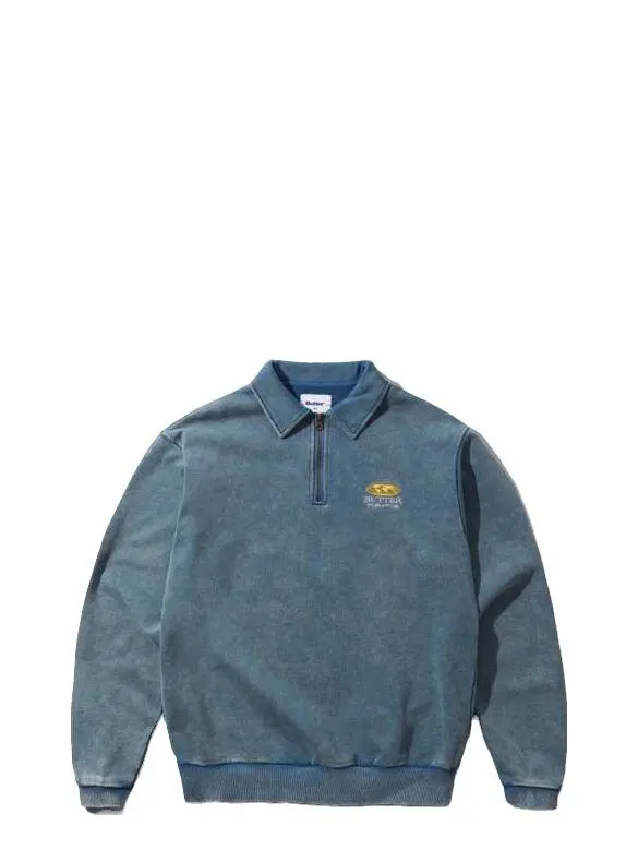 BUTTER GOODS Corporate Quarter Zip Sweatshirt - Navy
