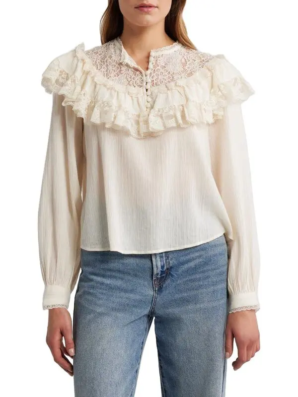 Love The Label Brandi Ruffle Yoke Top - Ivory