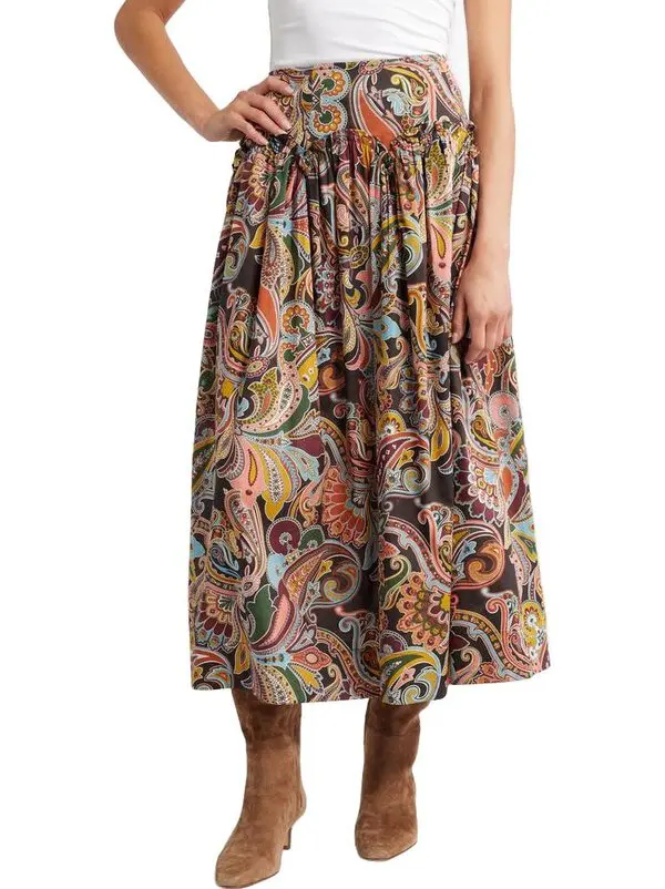 Love The Label Sammie Cotton Midi Skirt - Paisley Fanfare Liberty Print