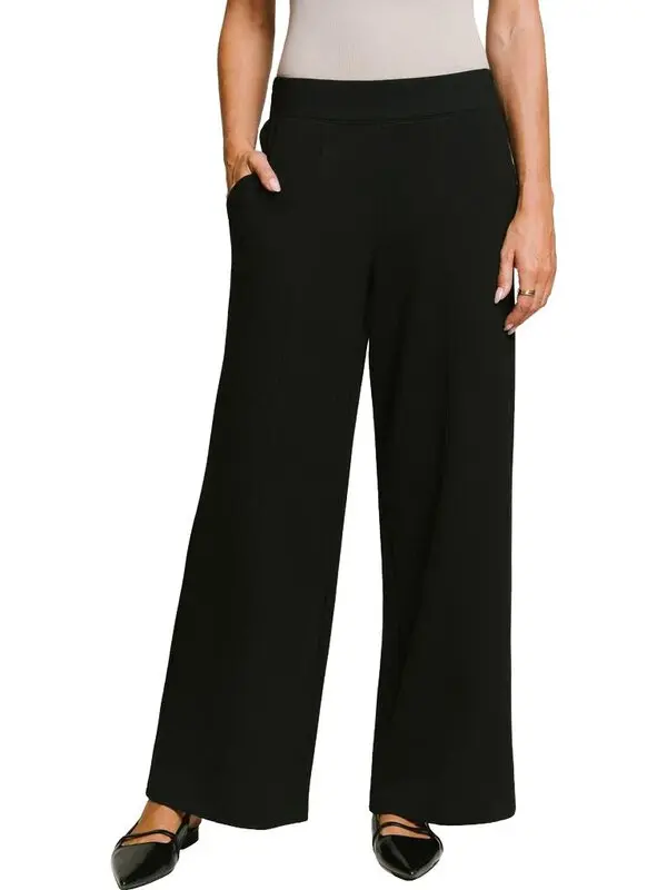 Matty M. Kylie Luxe Wide Leg Knit Pants - Black