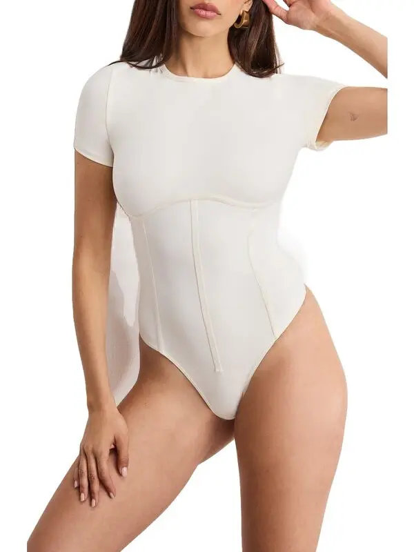 Good American Weightless Corset Bodysuit - White