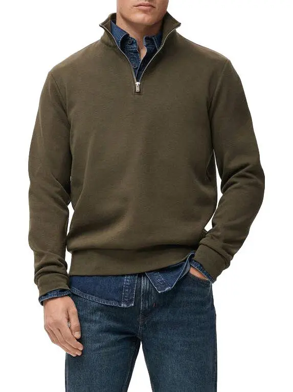 Mango Quarter Zip Sweatshirt - Olive Green