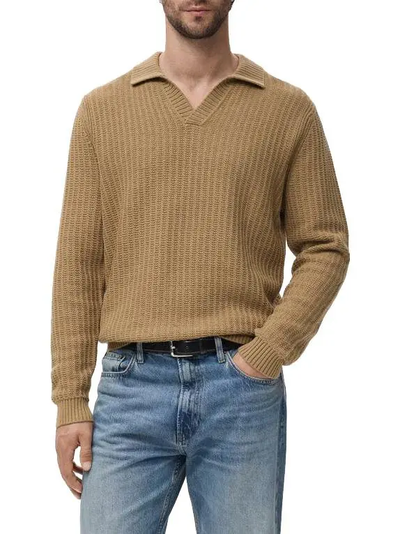 Mango Structured Cotton Polo Sweater - Beige