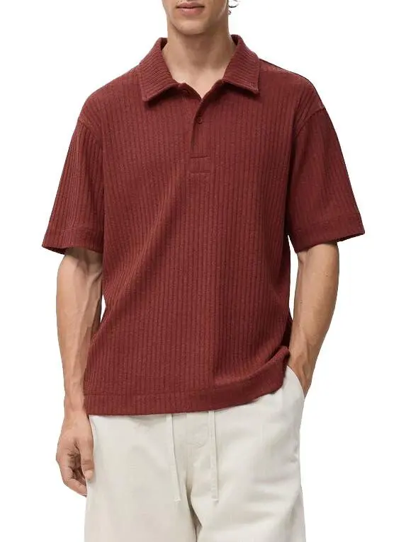 Mango Textured Knit Polo - Cherry