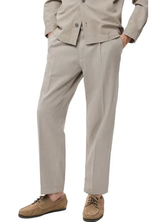 Mango Cotton Blend Straight Leg Trousers - Light/pastel Grey
