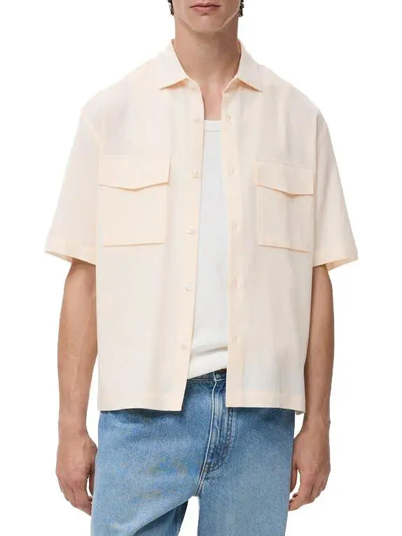 Mango Regular Fit Tencel™ Lyocell Blend Button-up Shirt - Ecru