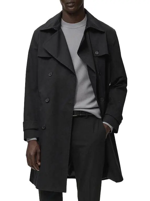 Mango Water Repellent Trench Coat - Black
