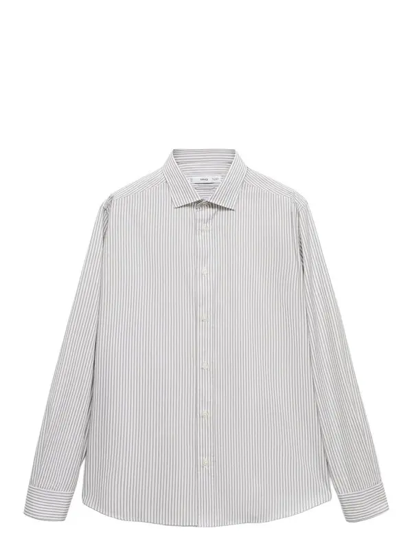 Mango Regular Fit Stripe Cotton Button-up Shirt - Khaki