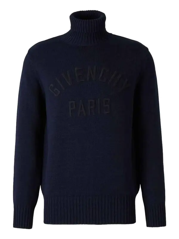 Givenchy Turtleneck Sweater With Paris Embroidery - Blue