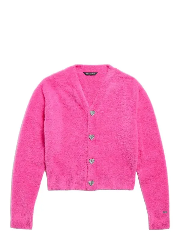 Balenciaga Fluffy Knit Cardigan - Pink