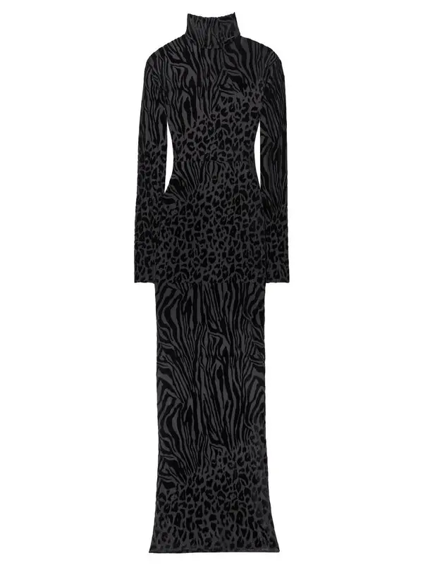 Alex Perry Devoré-velvet Turtleneck Gown - Black