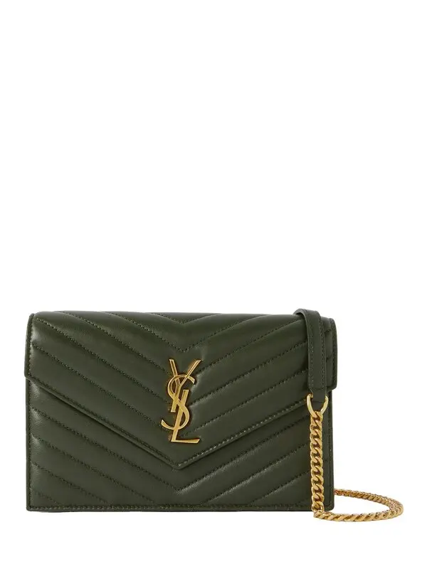 Saint Laurent Cassandre Envelope Matelassé Leather Shoulder Bag - Green