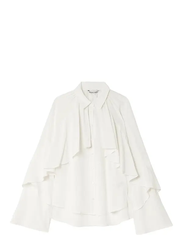 Veronica Beard Demaris Ruffled Stretch-silk Blouse - White